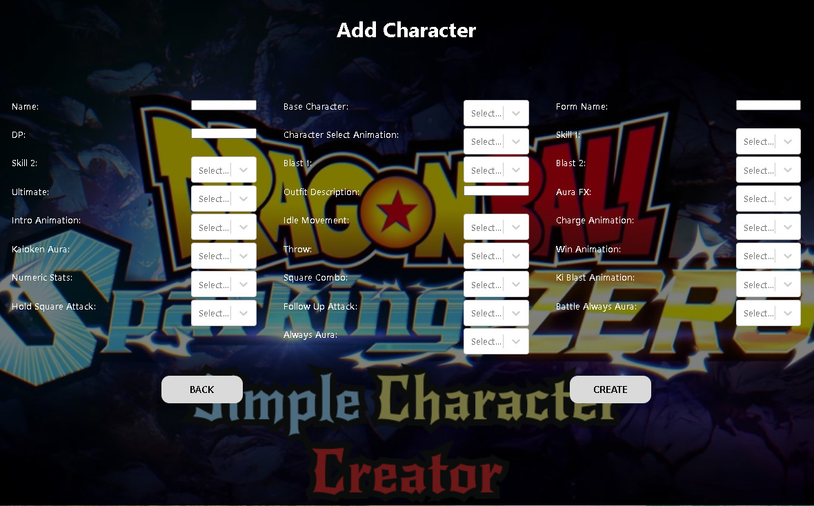 Simple Character Creator Modding Tool for Dragon Ball: Sparking! ZERO | DBSZ Modding Tools