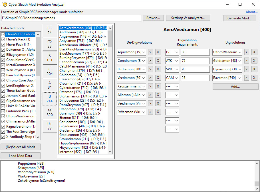 Cyber Sleuth Mod Evolution Analyzer Modding Tool for Digimon Story ...