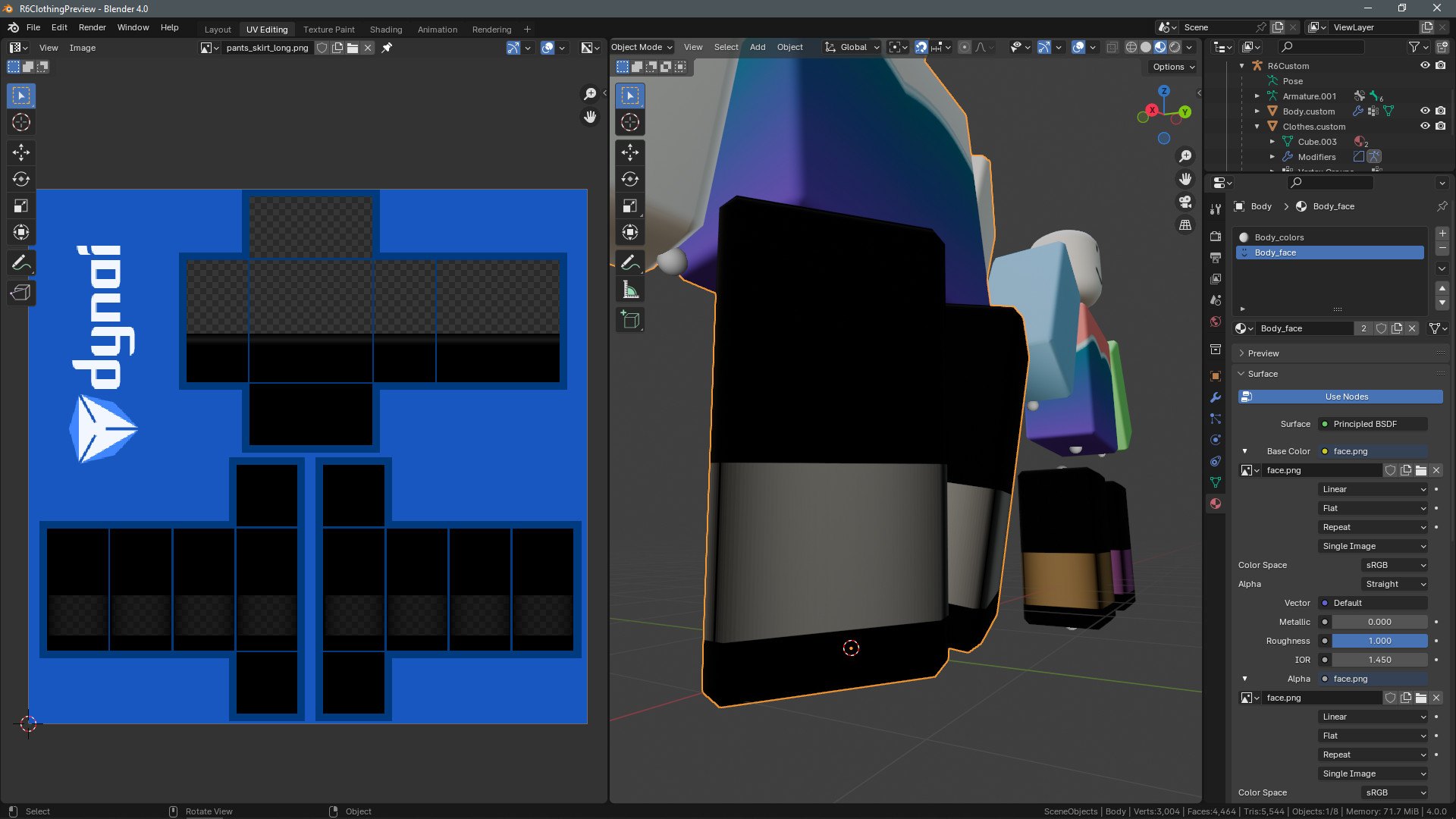 R6 Clothing Preview (Blender) Modding Tool for Roblox | RBLX Modding Tools