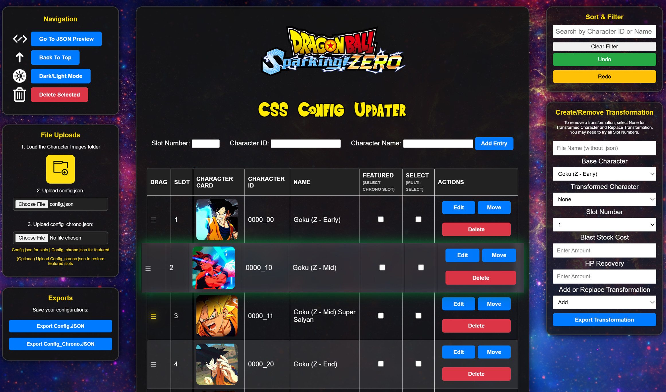 CSS Config Updater V6.1 - Bulk Slot Select/Move Modding Tool for Dragon Ball: Sparking! ZERO ...