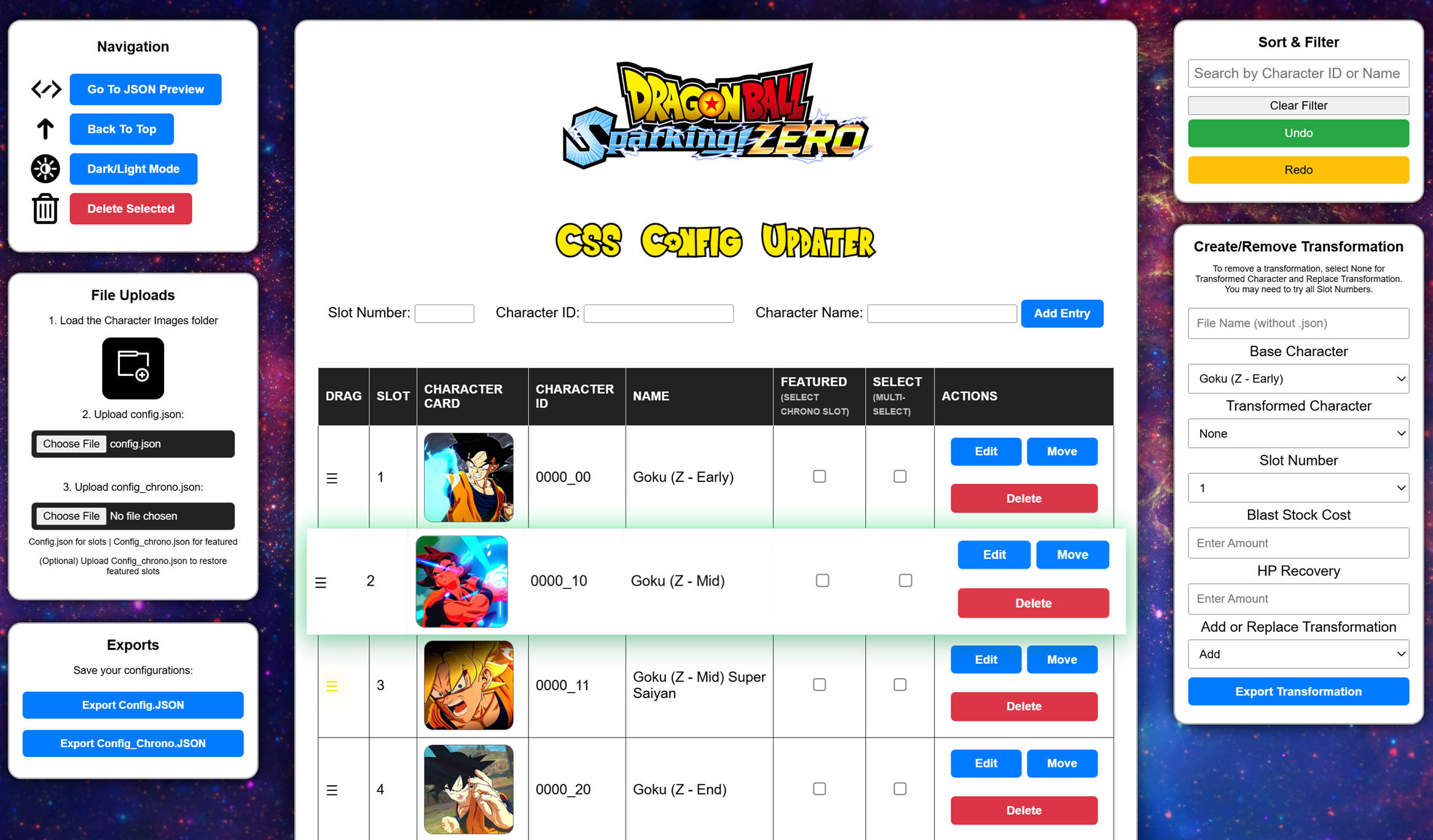 CSS Config Updater V6.1 - Bulk Slot Select/Move Modding Tool for Dragon Ball: Sparking! ZERO ...