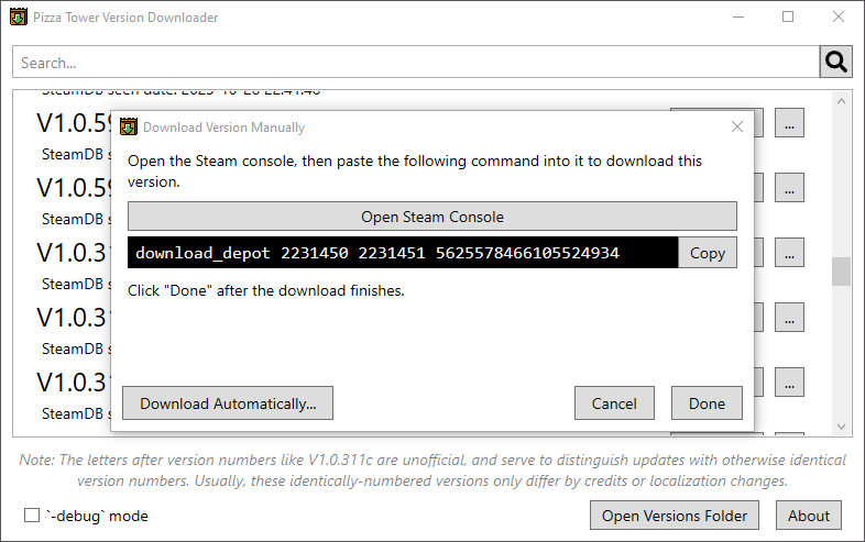 Pizza Tower Version Downloader Modding Tool for Pizza Tower | PT Modding Tools