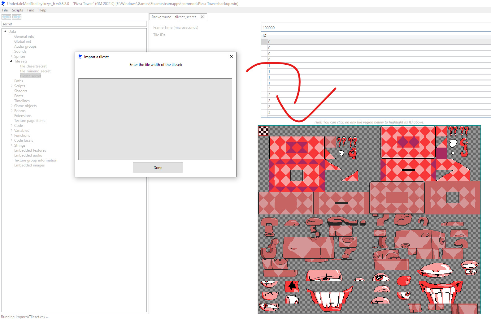 ImportATileset.csx for UndertaleModTool Modding Tool for Pizza Tower | PT Modding Tools