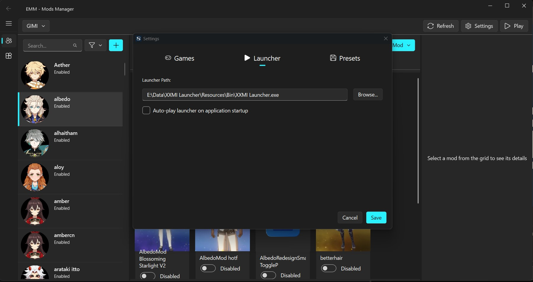 Enabled Model Mods Manager Modding Tool for Genshin Impact | GI Modding ...