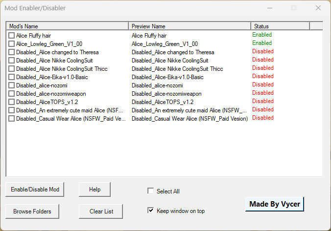 Simple Mod Enabler/Disabler Modding Tool for Zenless Zone Zero | ZZZ Modding Tools