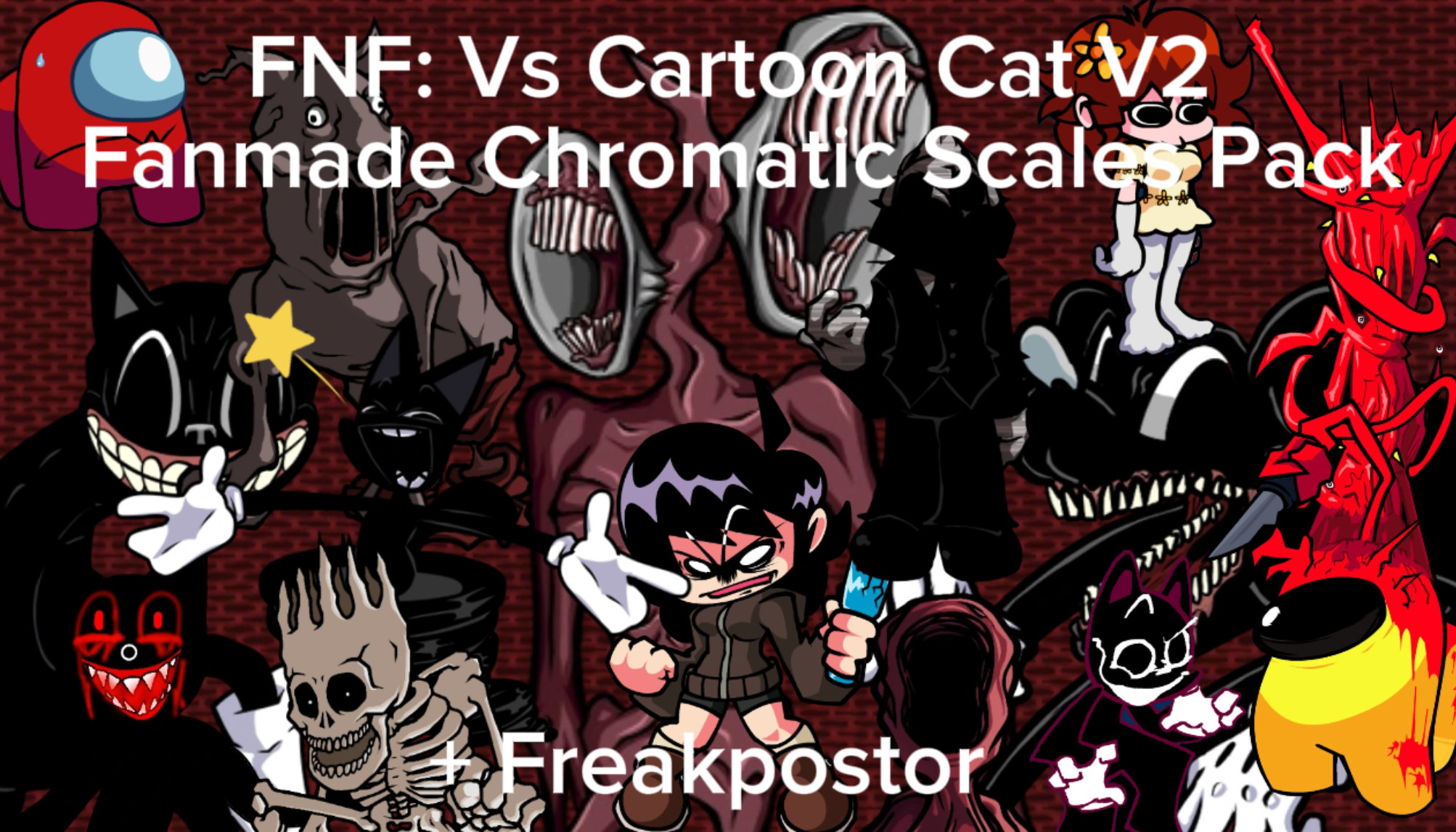 Cartoon Cat V2 (FANMADE) Chromatic Scale Pack Modding Tool for Friday Night Funkin' | FNF ...
