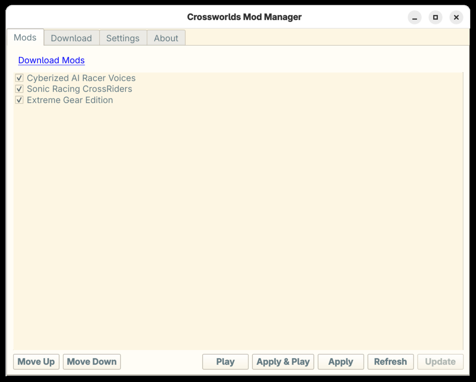 CrossWorlds Mod Manager Modding Tool for Sonic Racing: CrossWorlds | SR ...