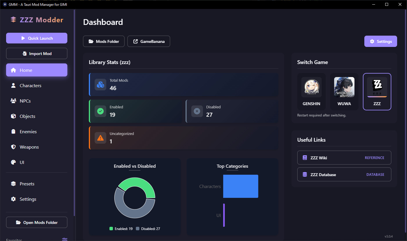 GMM - Mod Manager Modding Tool for Zenless Zone Zero | ZZZ Modding Tools