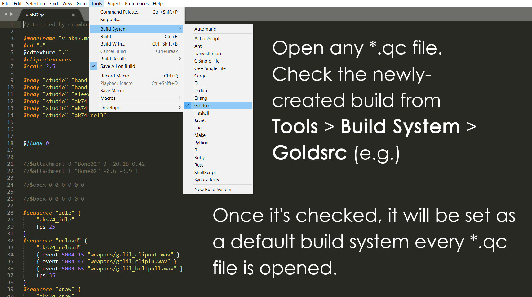 Sublime Text Configuration for Compilers [Goldsource Engine] [Tutorials]