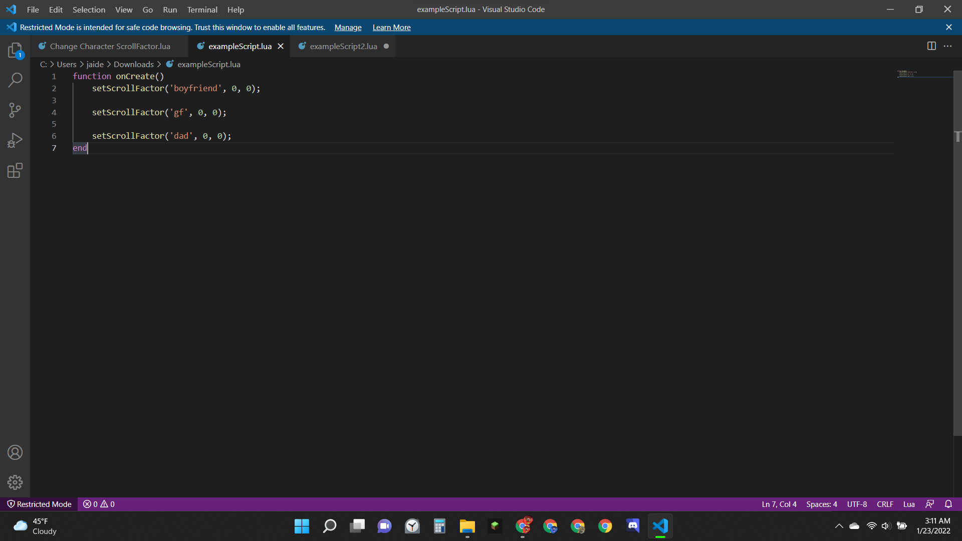 Editing characters ScrollFactors on Psych Engine Tutorial for Friday ...