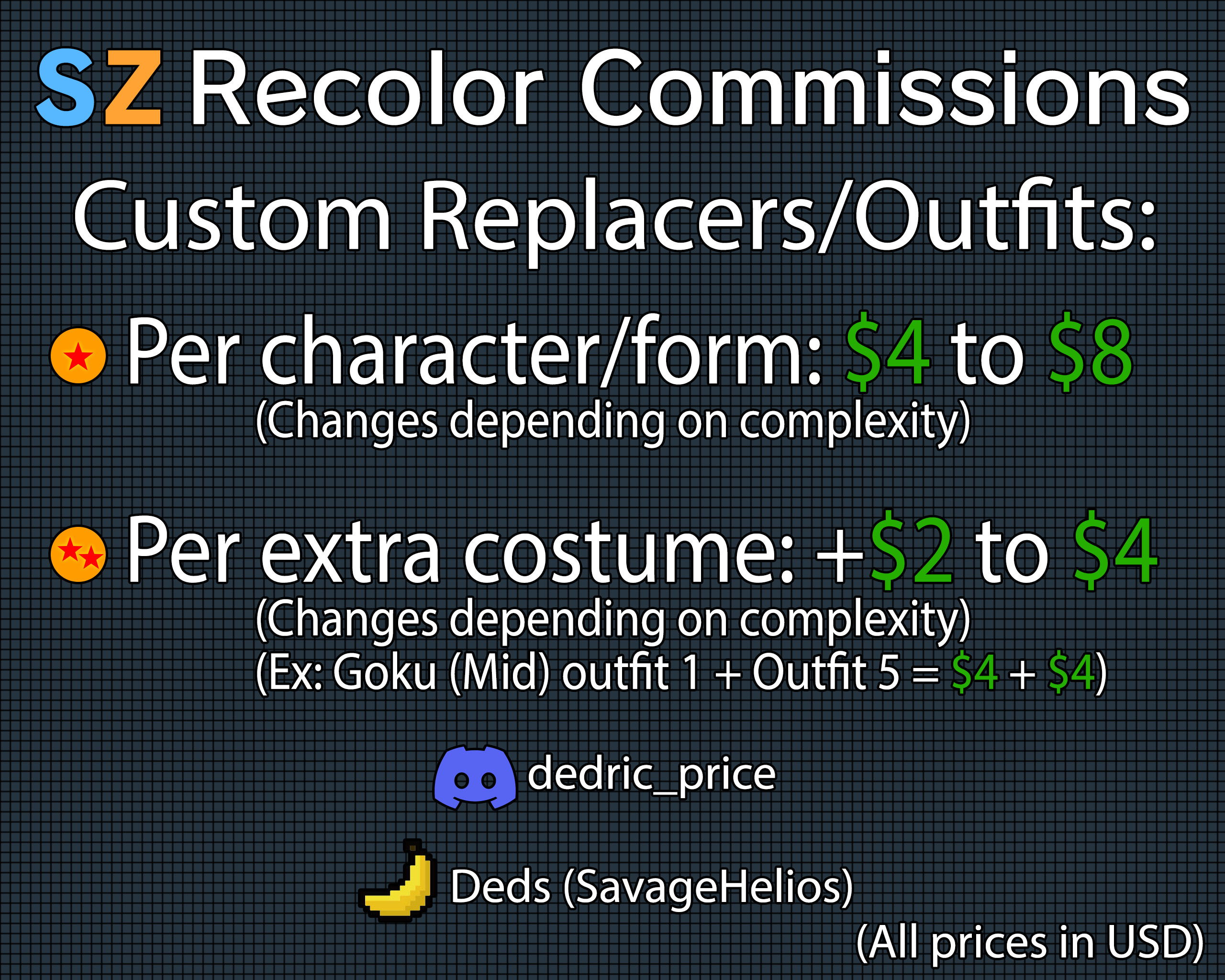 [Commissions] Custom Recolors for Outfit/Replacer Ware for Dragon Ball ...