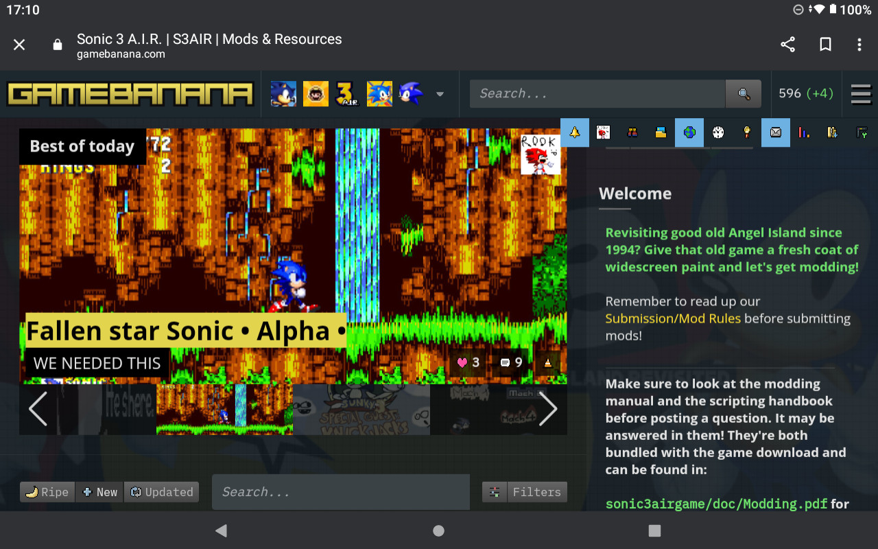 Fallen star Sonic • Alpha • [Sonic 3 A.I.R.] [Works In Progress]