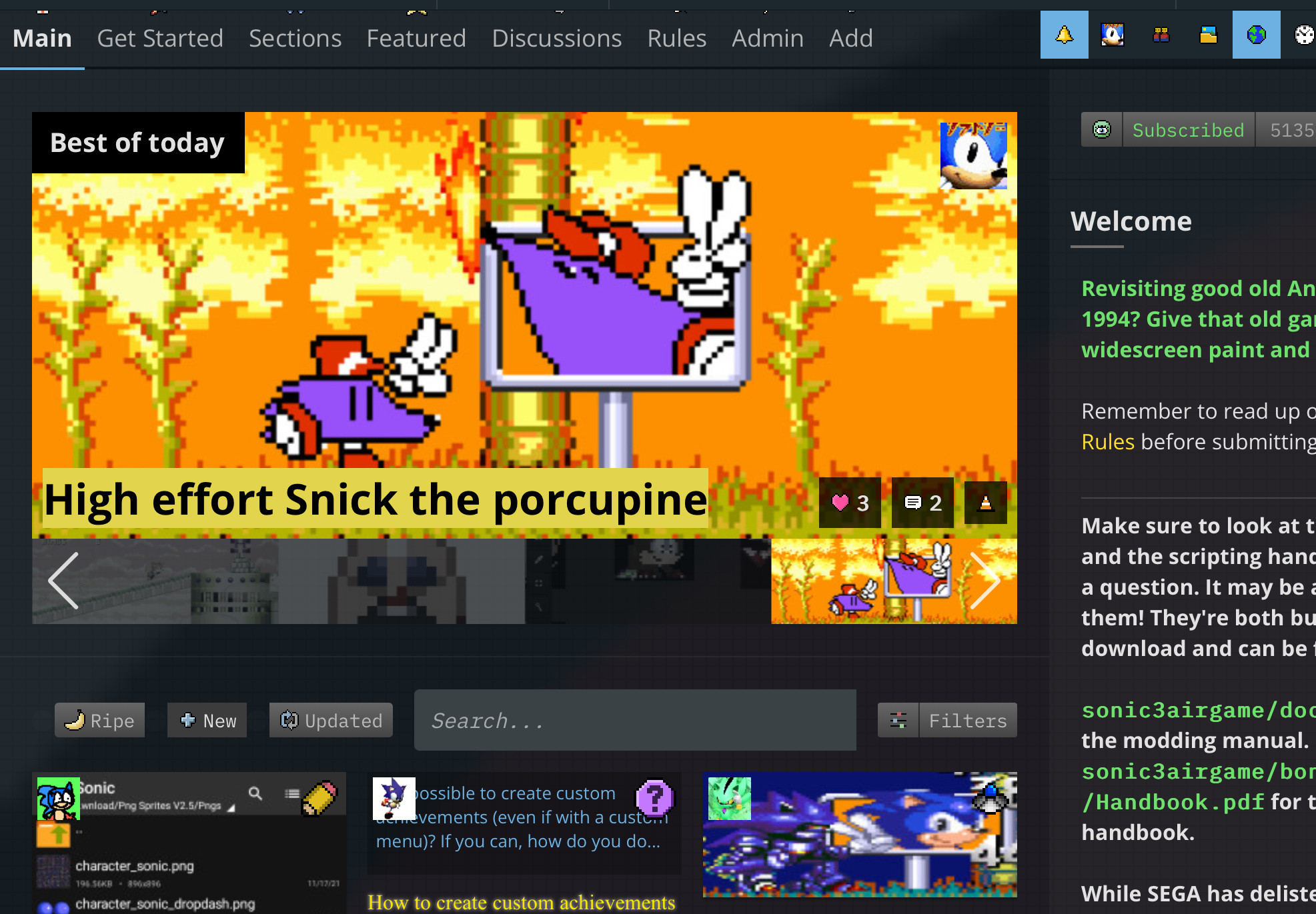 High effort Snick the porcupine Work In Progress for Sonic 3 A.I.R ...