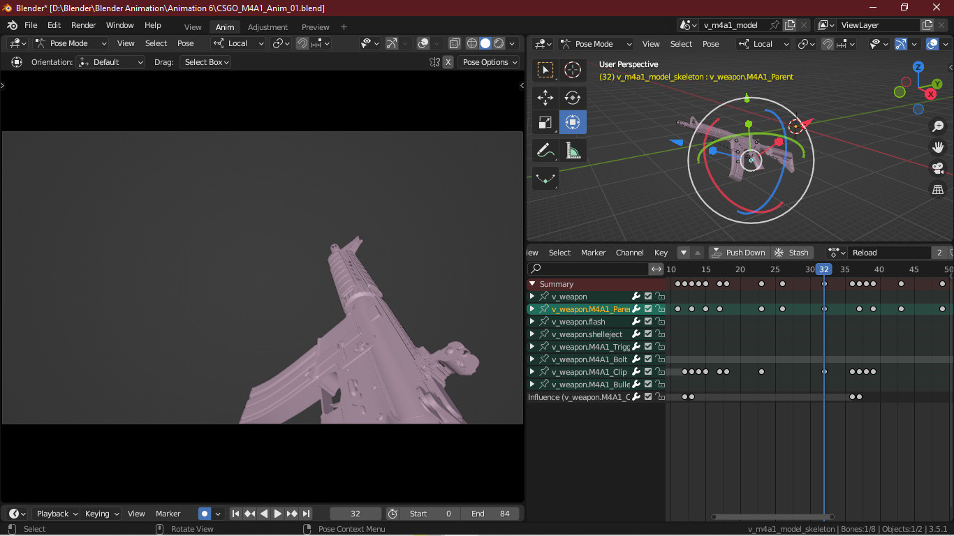 CSGO M4A4 Re-animations [Counter-Strike: Source] [Works In Progress]