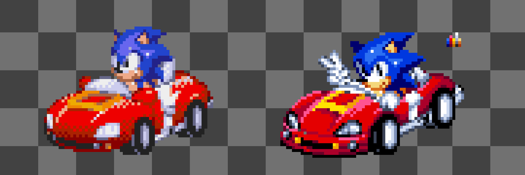 Artwork styled Sonic sprites Work In Progress for Sonic Drift 16-bit ...