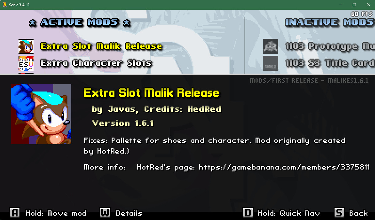 Extra Slot Malik Work In Progress for Sonic 3 A.I.R. | S3AIR Works In Progress