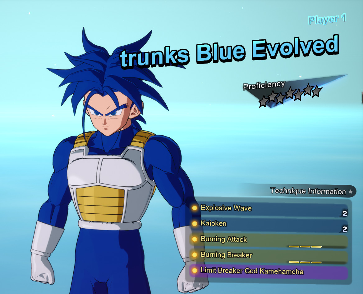 Trunks Blue Evolved Work In Progress for Dragon Ball: Sparking! ZERO ...